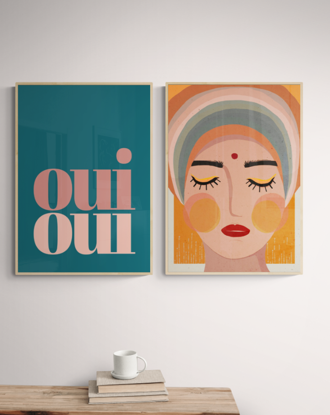 Oui Oui poster, French quote, yes quote, inspirational wall art, black ...