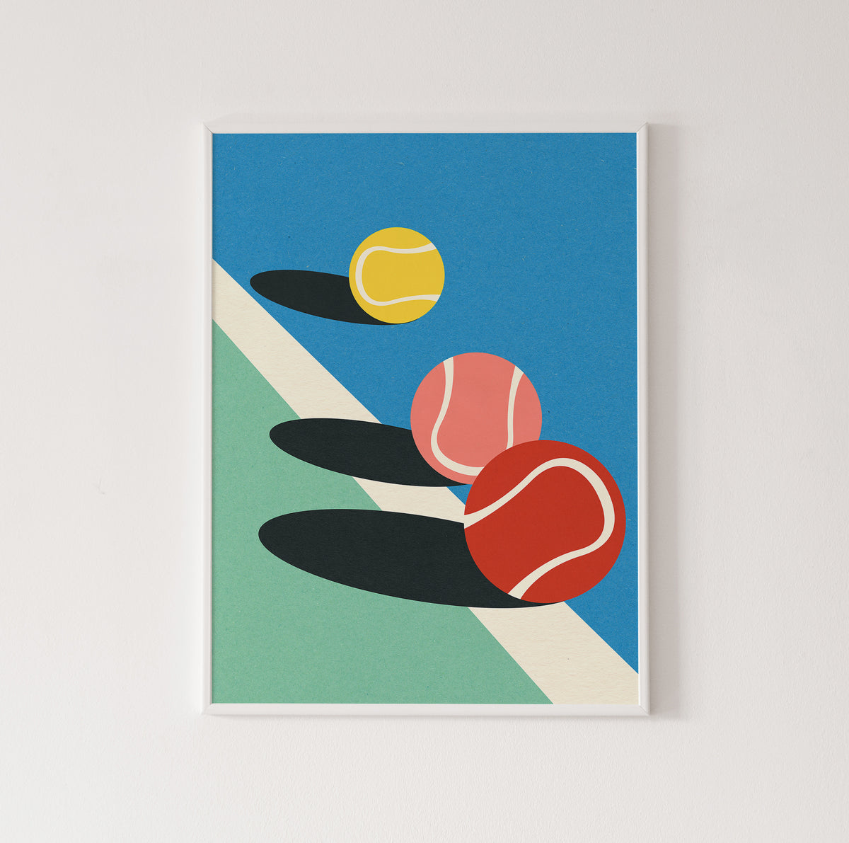 Three tennis balls poster, sport illustration, tennis print, abstract ...