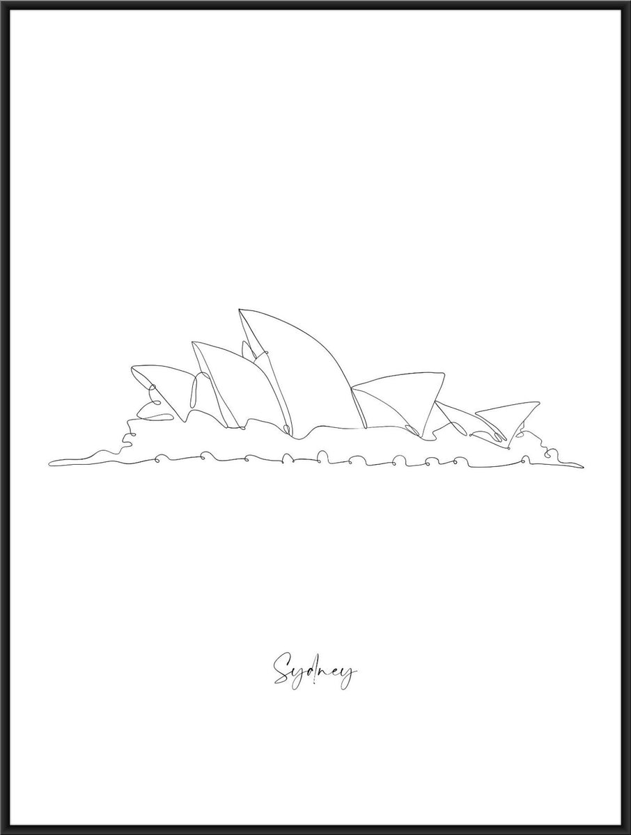 Sydney poster, Sydney Opera House line drawing, Sydney Australia ...