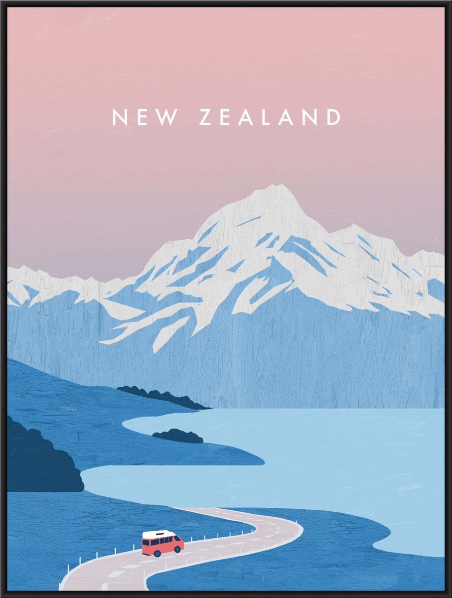 New Zealand illustration, New Zealand poster, New Zealand print, NZ ...