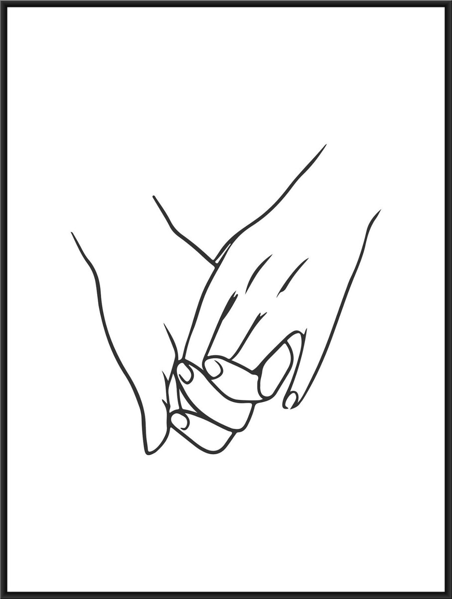 Hand holding line drawing, minimalist line art, romantic wall art ...