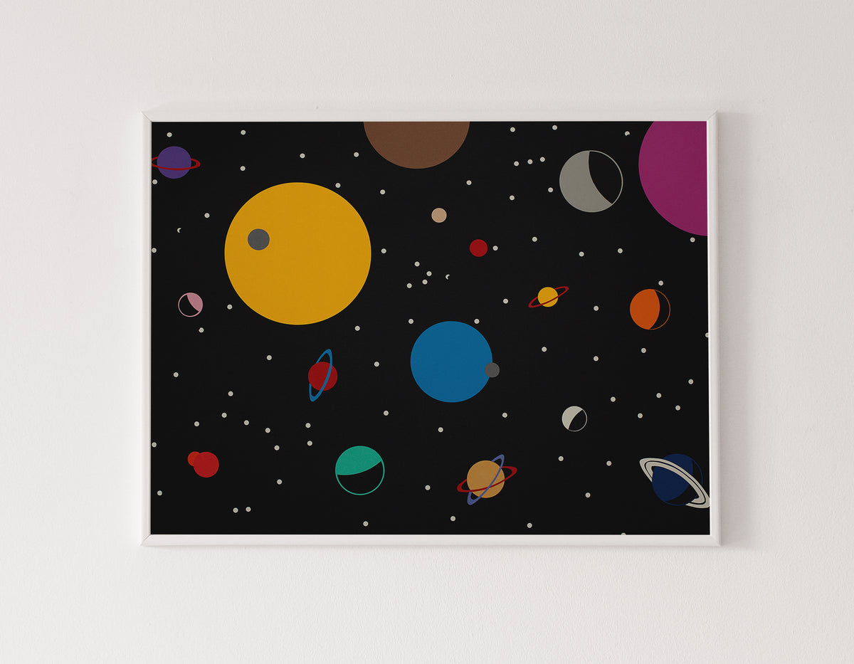 Outer space poster, space illustration, solar system print, outer space ...