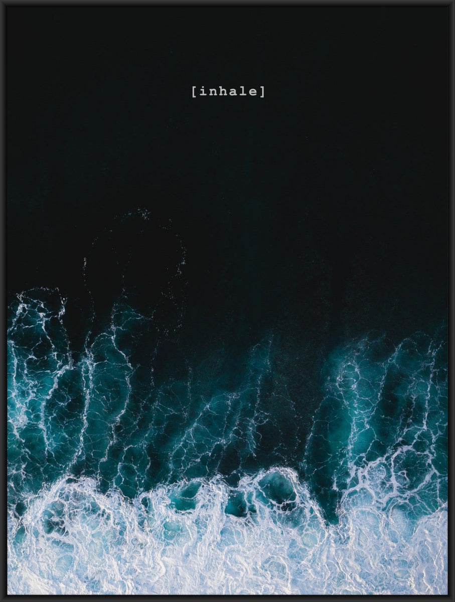 Inhale poster, sea print, blue ocean, nautical wall art, nature poster ...