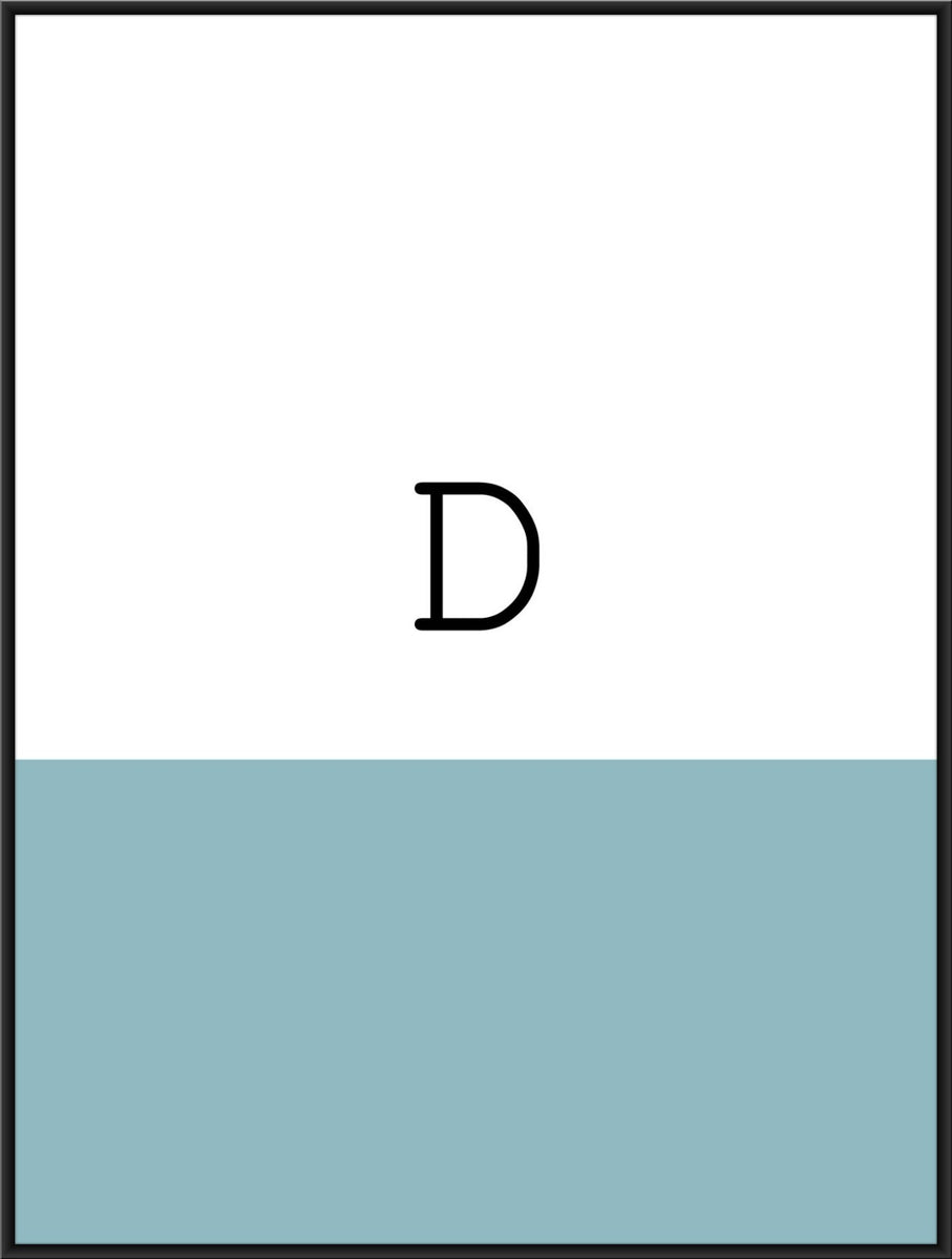 Letter D poster, typographic print, minimal art, abstract print, teal ...