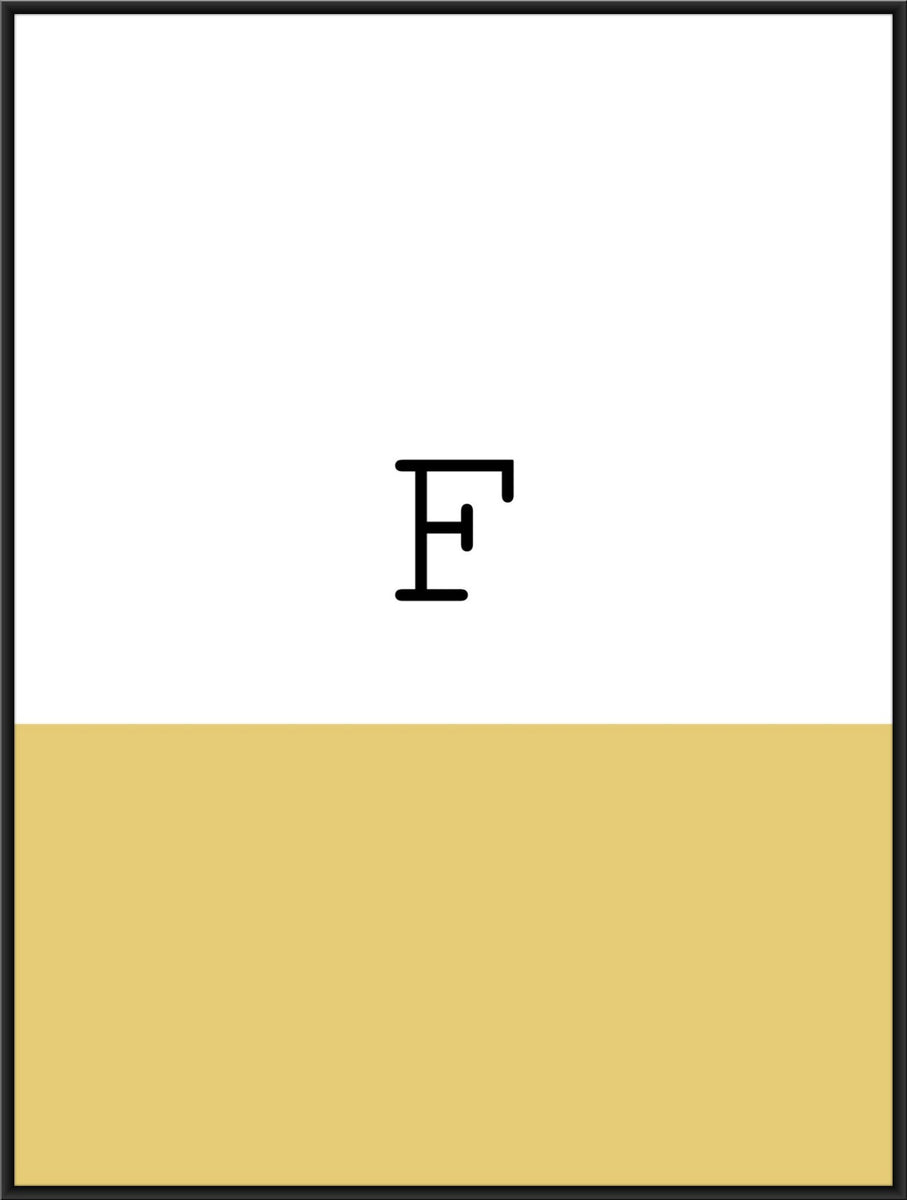 Letter F poster, typographic print, minimal art, abstract print, yellow ...