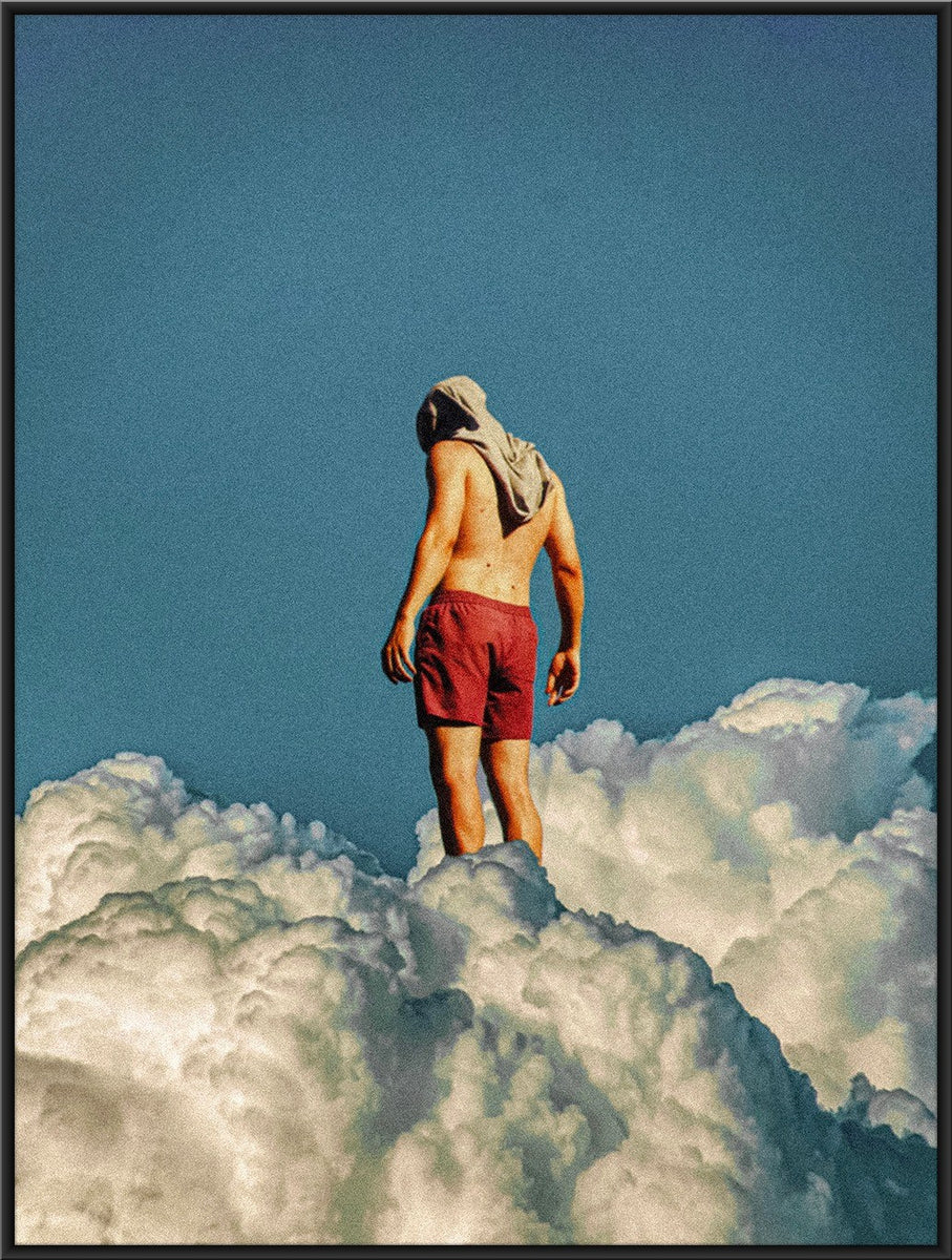 Cloud walker poster, collage art, surrealist print, graphic ...