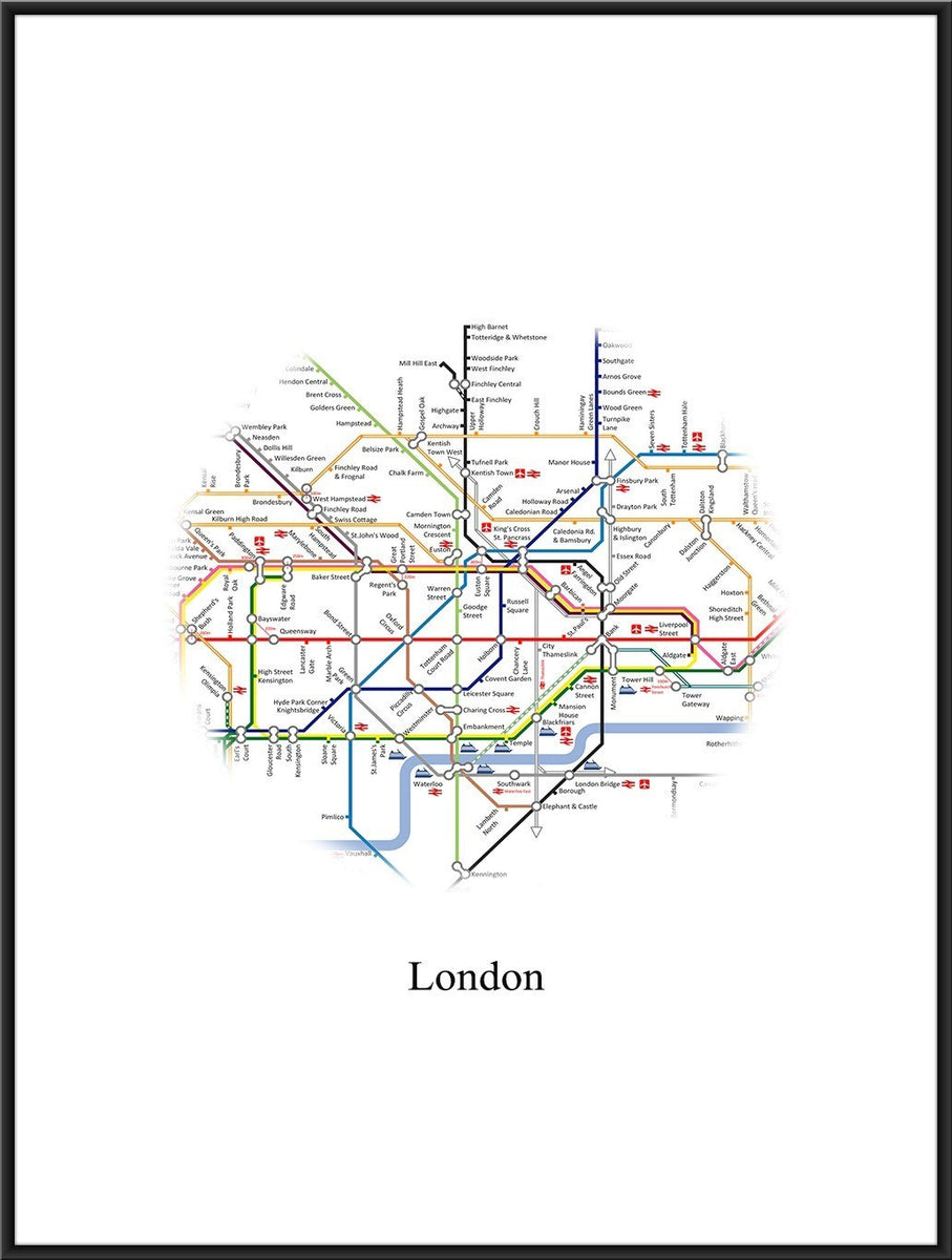 London Tube poster, London Underground print, London typographical art ...